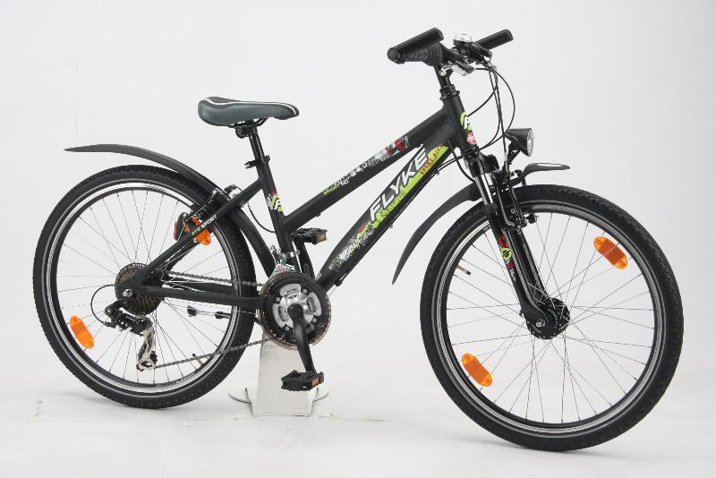 Flyke 24 Zoll Mädchenfahrrad 21 Gang Kettenschaltung schwarz